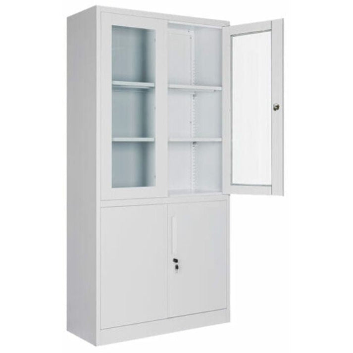 Gabinete para Oficina - OFIK 1082 MC - Blanco - Puertas de cristal y 4 ...